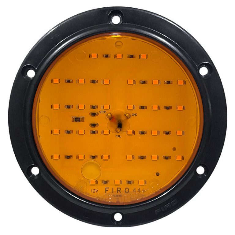 SKU 44+ - LAMPARA REDONDA 4" 12V 3T 30 LED ÁMBAR ALTA/BAJA ULTRA PLANA ...